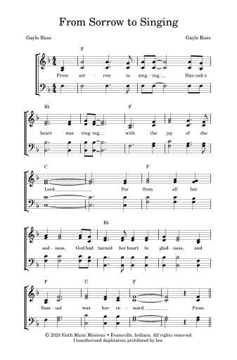 From Sorrow to Singing - SATB — Faith Music Missions
