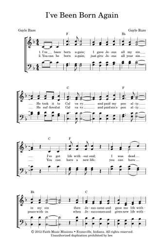 I've Been Born Again - SATB — Faith Music Missions
