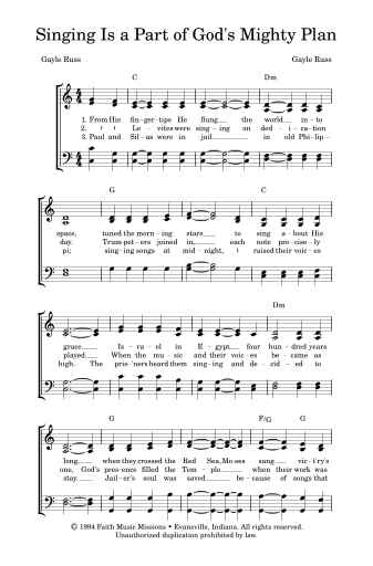 Singing Is a Part of God's Mighty Plan - SATB — Faith Music Missions