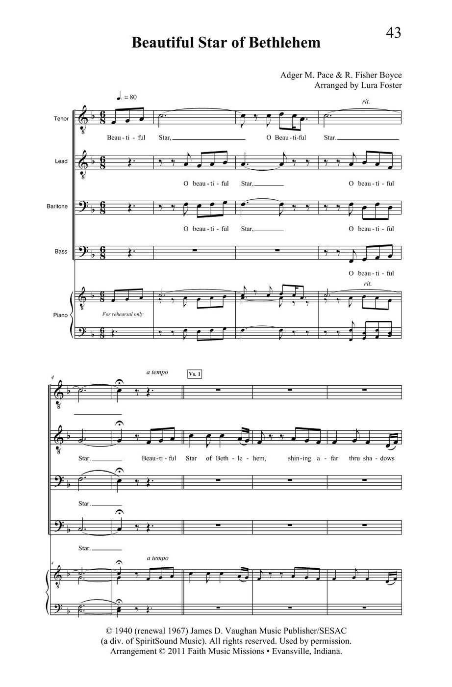 Beautiful Star of Bethlehem - TTBB A Cappella — Faith Music Missions