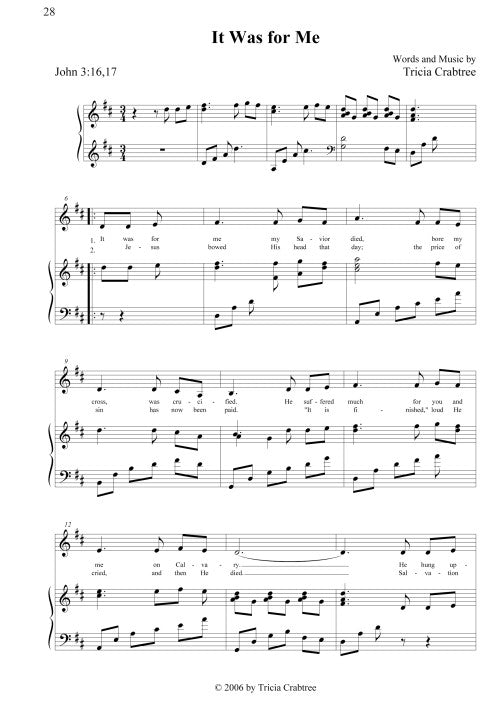 It Was for Me - Vocal Solo & Piano — Faith Music Missions