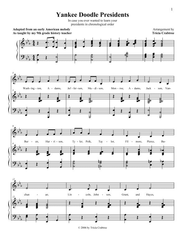 Yankee Doodle Presidents - Vocal Solo & Piano — Faith Music Missions